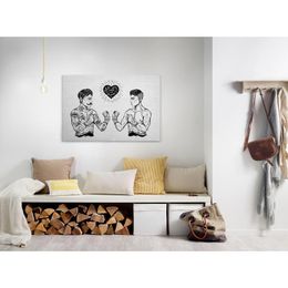 A.S. Cr&eacute;ation Leinwandbild &raquo;iconic&laquo; Kunst Modern 1 Stk. tlg. Schwarz-Wei&szlig; Zeichnung Rockabilly Keilrahmen Leinwand-Bild Wohnzimmer schwarz-wei&szlig; Holz, Stahl B/H/T: 