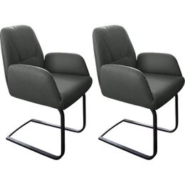 W.Schillig Freischwinger &raquo;ole&laquo; (Set) 2 Stk.2er- oder 4er-Set, Gestell in Schwarz pulverbeschichtet grau Longlife Xtra-Leder Z69: Das feinnarbige, 