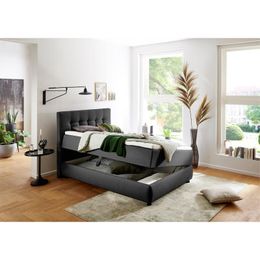 ATLANTIC HOME COLLECTION Boxbett &raquo;LILO&laquo; inkl. Bettkasten und Topper grau Polyester, Liegefl&auml;che B/L: 120cm x 200cm, H2 + H2, 7-Zonen-Federkernmatratze