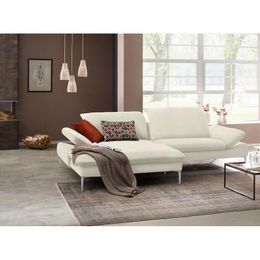 W.Schillig Ecksofa &raquo;enjoy&MORE, mit tollem Sitzkomfort, elegant und bequem, L-Form&laquo; mit Sitztiefenverstellung, F&uuml;&szlig;e silber matt, Breite 294 cm wei&szlig; 