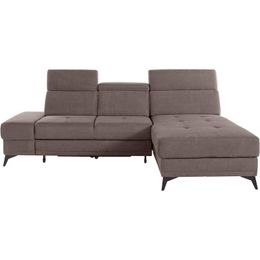 OTTO home Ecksofa &raquo;Cardiz L-Form&laquo; inkl.Kopfteilverstellung und Federkern wahlweise mit Schlaffunktion grau Webstoff (100% Polyester);Luxus-Microfaser 