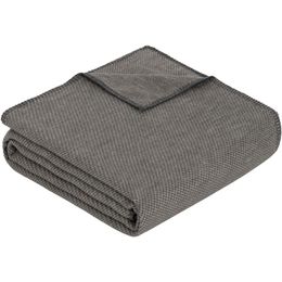 Ibena Wohndecke &raquo;Charlotte mit GOTS&laquo; mit gewebter Struktur grau Baumwolle B/L: 70cm x 100cm