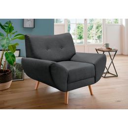 Home Affaire Sessel &raquo;Basta komfortable Wellenunterfederung, Breite 112cm&laquo; schwarz (100% Polyester) Struktur fein (100% Polyester) Chenille Luxus-