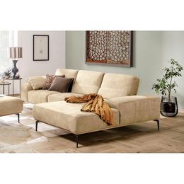 W.Schillig Ecksofa &raquo;run, Designsofa mit tollem Sitzkomfort, bequem, L-Form&laquo; mit Holzsockel, F&uuml;&szlig;e in Schwarz pulverbeschichtet, Breite 299 cm beige 