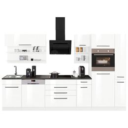 KOCHSTATION K&uuml;chenzeile &raquo;KS-Tulsa&laquo; mit E-Ger&auml;ten, Breite 320 cm, schwarze Metallgriffe, MDF Fronten wei&szlig; B/H/T: 320cm x 60cm