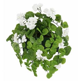 I.GE.A. Kunstblume &raquo;Kunstpflanze 'Geranie im Kasten' 38cm Balkonblume Balkonpflanze&laquo; Bl&uuml;tenbusch Dekopflanze Geranie Girlande h&auml;ngend Pflanze 