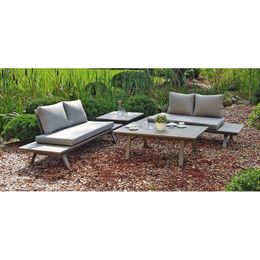 Garden Pleasure Garten-Essgruppe &raquo;CELIA&laquo; 7 Stk. tlg. mit bequemer Polsterung grau Aluminium, Kunststoff B/H/T: 333cm x 78cm x 173cm