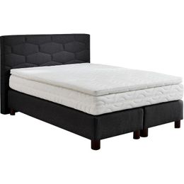 Westfalia Schlafkomfort Boxspringbett wahlweise mit Topper grau Bezug: 100% Polyester Feinstruktur Kaltschaum-Topper, Liegefl&auml;che B/L: 140cm x 200cm, Gewicht bis: 100 kg H3, 