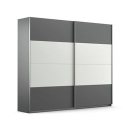 Rauch Schwebet&uuml;renschrank &raquo;Quadra Schlafzimmerschrank in vielen Breiten&laquo; Kleiderschrank Garderobenschrank Schrank mit Glaselementen grau Holzwerkstoff