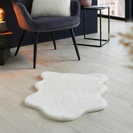 OTTO home Fellteppich &raquo;Lugano&laquo; fellf&ouml;rmig 30 mm H&ouml;he Kunstfell, Uni Farben, weich & kuschelig, auch als 2er Set erh&auml;ltlich wei&szlig; Polyester B : 55cm 2 