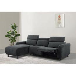 OTTO home Ecksofa &raquo;SKAANE Struktur, L-Form, 274 cm, manuelle/elektrische Relaxfunktion,&laquo; rundes Design, Kopfteilverstellung, Federkernpolsterung grau 