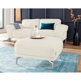 W.Schillig Hocker &raquo;montanaa&laquo; mit Metallf&uuml;&szlig;en in Chrom gl&auml;nzend, Breite 71 cm wei&szlig; B/H/T: 71cm x 42cm x 71cm, Longlife Xtra-Leder Z59