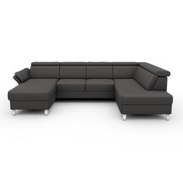 Sit & More sit&more Wohnlandschaft &raquo;Vincenzo U-Form&laquo; inklusive Kopfteilverstellung, optional Schlaffunktion & Bettkasten grau B/H/T: 317cm x 84cm x 93cm, Luxus-