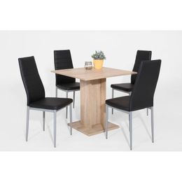 Hela 4-Fu&szlig;stuhl &raquo;SIMONE&laquo; (Set) 4 Stk.Fest gepolstert schwarz 97% Polyurethan;3% Baumwolle B/H/T: 42cm x 98cm x 44cm, 4 Stk., Lederoptik, Schwarz
