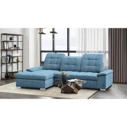 WERK2 Ecksofa &raquo;Carmen 264 cm breit L-Form Sofa Schlaffunktion Kopfst&uuml;tzen verstellbar&laquo; Schlafcouch mit Bettkasten, Eckcouch wahlw. mit 
