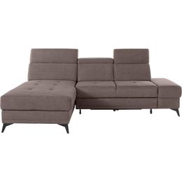 OTTO home Ecksofa &raquo;Cardiz L-Form&laquo; inkl.Kopfteilverstellung und Federkern wahlweise mit Schlaffunktion grau Webstoff (100% Polyester);Luxus-Microfaser 