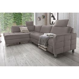 Sit & More sit&more Ecksofa &raquo;Pablo L-Form&laquo; wahlweise mit Schlaffunktion grau Struktur fein (100% Polyester);Struktur (100% Polyester) B/H/T: 233cm x 78cm x 196cm