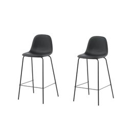 Barhocker &raquo;Polar, 2er-Set Barhocker in Schwarz-PU, luxuri&ouml;s, 150 kg belastbar&laquo; 2 Stk. tlg. Tresenstuhl, Lederlook, schwarze Metallbeine, Fu&szlig;st&uuml;tze, 
