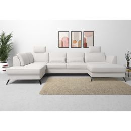 Sit & More sit&more Wohnlandschaft &raquo;Olsen U-Form&laquo; inklusive Sitztiefenverstellung, optional Schlaffunktion, 15cm hoch silber 98% Polyester 2%Polyamid B/H/T: 