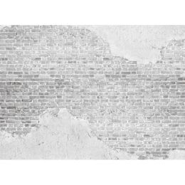 Livingwalls living walls Fototapete &raquo;Designwalls Old Brick Wall&laquo; glatt Vlies, Wand, Schr&auml;ge, Decke grau Vlies B/L: 3,5m x 2,55m