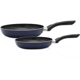Kr&uuml;ger Pfannen-Set &raquo;Troja&laquo; Aluminium Set, 2 Stk. tlg. &Oslash; 24/28 cm, Induktion blau Einheitsgr&ouml;&szlig;e