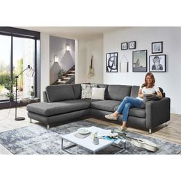 Die PlanBar Ecksofa &raquo;MP-IN19027 L-Form&laquo; wahlweise mit Schlaffunktion, mit Kaltschaum grau 100% Polyester B/H/T: 261cm x 82cm x 220cm, Microfaser, 