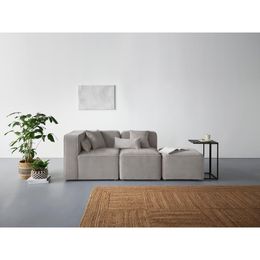 Home Affaire 3-Sitzer &raquo;Sundstrup&laquo; Modulserie, individuelle Zusammenstellung grau 100% Polyester B/H/T: 233cm x 76,5cm x 93cm, Samtoptik, Armlehne 