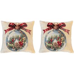Home Wohnideen Dekokissen &raquo;CHRISTMAS BALL&laquo; mit F&uuml;llung, Gobelin braun Baumwolle, Polyester B/L: 45cm x 45cm, 2 Stk.