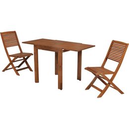 Merxx Balkonset &raquo;Bali&laquo; Set, 3 tlg. inkl. 2 Klappst&uuml;hle, 1 Balkonausziehtisch braun FSC -zertifiziertes teilmassives Holz B/H/T: 47cm x 89cm x 62cm