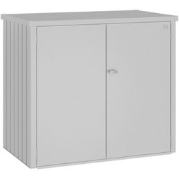 BioHort M&uuml;lltonnenbox &raquo;ALEX DUO, verschiedene Farben&laquo; 147x88x129 cm, Doppel-M&uuml;lltonnenboxaus Metall silber Stahl Einheitsgr&ouml;&szlig;e