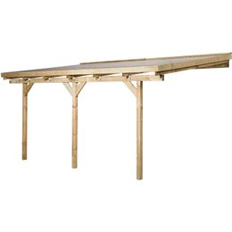 Weka Terrassendach &raquo;671, verschiedene Gr&ouml;&szlig;en&laquo; Pfostenst&auml;rke 90 mm braun Kunststoff, Massivholz B/H/T: 424cm x 271cm x 306cm