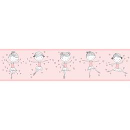 A.S. Cr&eacute;ation Bord&uuml;re &raquo;Dancing Ballerina&laquo; Motiv abstrakt naturalistisch glatt Tapete Kinder Borte Wohnzimmer Schlafzimmer K&uuml;che modern Design Optik rosa Papier B/L: