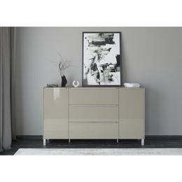 set one by Musterring Sideboard &raquo;Reno&laquo; 1 Stk. tlg. Mit Vierkantfu&szlig; in diversen Farben, 106 cm H&ouml;he & Farbauswahl beige Glas, Holzwerkstoff B/H/T: 