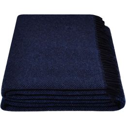 ZOEPPRITZ1828 Wohndecke &raquo;Must Relax&laquo; klassisches unifarbenes Plaid aus dicker reiner Schurwolle blau Wolle B/L: 130cm x 190cm