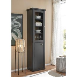 Home Affaire Vitrine &raquo;Lincoln, Hochschrank im Landhausstil, moderne Glasvitrine&laquo; edles Design, messingfarbene Knopfgriffe, vielseitig einsetzbar FSC -
