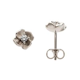 Firetti Damen Paar Ohrstecker &raquo;Schmuck Geschenk Gold 333 Ohrschmuck Blume&laquo; mit Brillant - Krappenfassung wei&szlig; 7,5mm, 0,1 P2 = erkennbare Einschl&uuml;sse, 