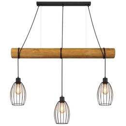 NOWA H&auml;ngeleuchte &raquo;BERTI&laquo; E27 1 Stk. H&auml;ngeleuchte mit Holzbalken, rustikal-modern & individuell braun 3, &Oslash; 16cm H: 150cm, 1 Stk.