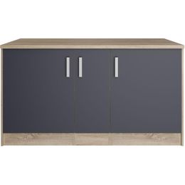 KOCHSTATION K&uuml;cheninsel &raquo;KS-Toronto&laquo; Breite 153 cm, MDF-Fronten, Flaschenregal grau B/H/T: 153cm x 85cm x 100cm