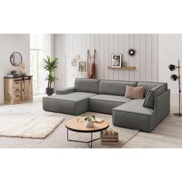 OTTO home Wohnlandschaft &raquo;SHERWOOD U-Form, 329 cm - OTTO. Verl&auml;ssliche Qualit&auml;t.&laquo; Schlaffunktion m. Bettkasten (194x139 cm), Cord, Vintage, 