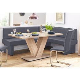 Home Affaire Eckbank grau Kunstleder B/H/T: 162cm x 89cm x 222cm, Kunstleder, langer Schenkel links