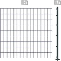 Arvotec Einstabmattenzaun &raquo;ESSENTIAL 180 zum Einbetonieren&laquo; Zaunh&ouml;he 180 cm, Zaunl&auml;nge 2 - 60 m grau Kunststoff, Stahl H/L: 180cm x 34m, Pfosten: 18 Stk.