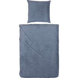 Primera Bettw&auml;sche &raquo;Faces&laquo; 2 Stk. mit modernen Gesichtern grau Feinbiber, Obermaterial: 100% Baumwolle B/L: 155cm x 220cm, 1 Stk., 1 Stk., Feinbiber, B/L: 