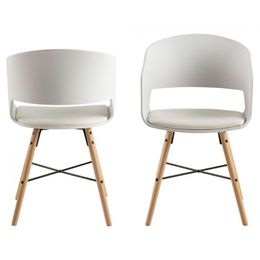 ACTONA GROUP Esszimmerstuhl () Wohnzimmerstuhl, PU Lederoptik, Weiss, 2er Set, Sitzh&ouml;he: 45,5 cm wei&szlig; 100% Polyurethan B/H/T: 51,5cm x 80,5cm x 52cm, 