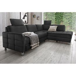 Sit & More sit&more Ecksofa &raquo;Pablo L-Form&laquo; wahlweise mit Schlaffunktion schwarz Struktur fein (100% Polyester);Struktur (100% Polyester) B/H/T: 233cm x 78cm x 