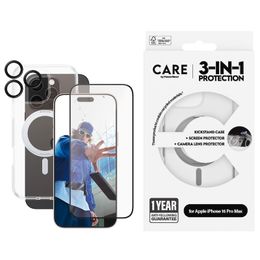 CARE by PanzerGlass Displayschutzglas &raquo;3-in-1 Protection, Ceramic Glass, Kickstand Case, Lens Cover&laquo; f&uuml;r Apple iPhone 16 Pro Max Displayschutzfolie, 
