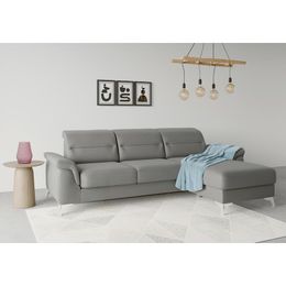 Sit & More sit&more Ecksofa &raquo;Sinatra L-Form&laquo; mit Recamiere, optinal mit Kopfteilverstellung und Armteilfunktion grau 100% Polyester B/H/T: 258cm x 85cm x 170cm, 