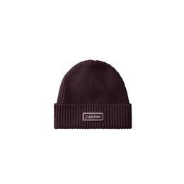 Calvin Klein Damen Beanie &raquo;PATCH CHUNKY RIB COTTON BEANIE&laquo; Regular fit mit aufgen&auml;htem Markenlogo braun Einheitsgr&ouml;&szlig;e