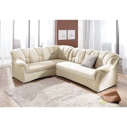 DOMO collection Ecksofa &raquo;Papenburg B/T/H: 242/190/84 cm L-Form&laquo; wahlweise mit Bettfunktion, Langer Schenkel links oder rechts beige Struktur ( 90% 