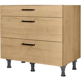 Nobilia Kochfeldumbauschrank &raquo;"Structura", vormontiert, mit Schubkasten und Ausz&uuml;gen,&laquo; in den Breiten 60 und 90 cm braun B/H/T: 90cm x 87cm x 58,3cm, 