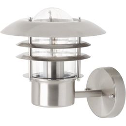 Brilliant Au&szlig;en-Wandleuchte &raquo;TERRENCE&laquo; E27 25 cm H&ouml;he, &Oslash; 22 cm, E27, Haust&uuml;rbeleuchtung, Metall/Glas, edelstahl silber 1, &Oslash; 22cm H: 25cm